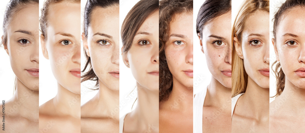 collage - portraits of young beautiful women without make up Stock ...