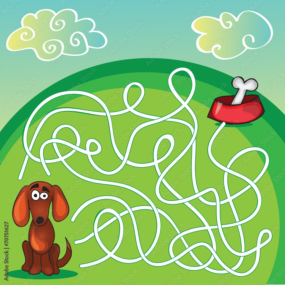 Cute Dog's Maze Game Stock Vector | Adobe Stock