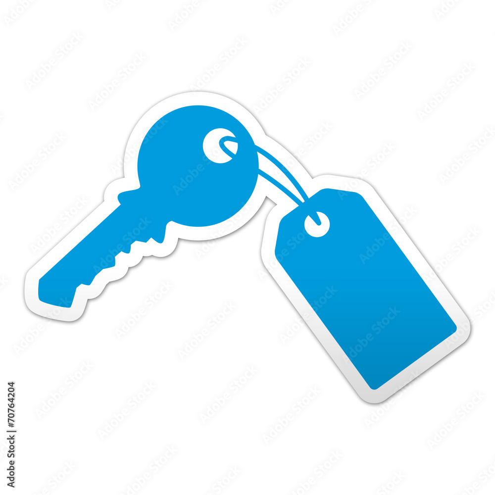 Pegatina simbolo llave con etiqueta Stock Illustration | Adobe Stock