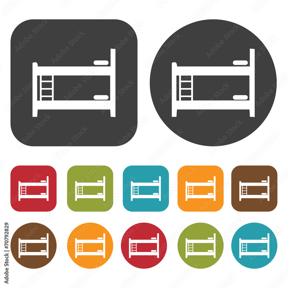 Double deck bed sign icon. Sleep Sign symbol icons set. Round an Stock ...