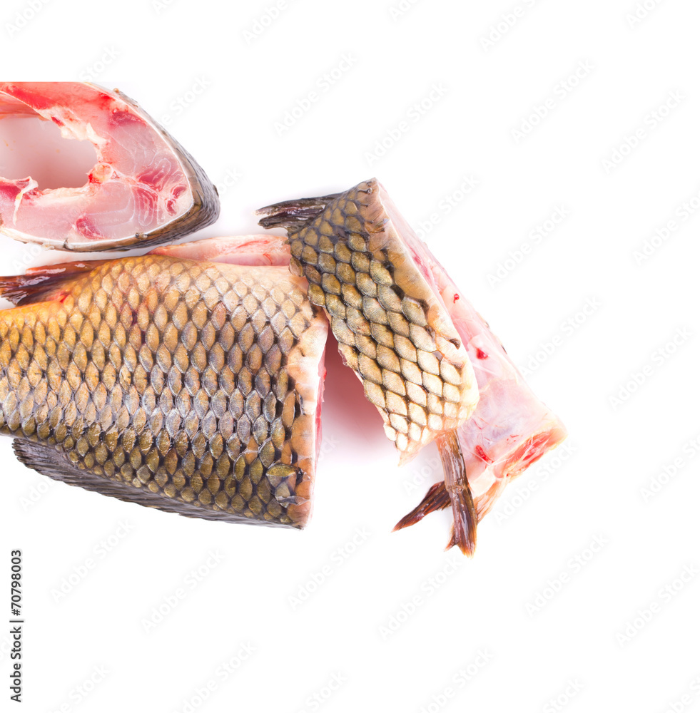 Fillet and tail of fresh raw fish carp. Stock Photo | Adobe Stock