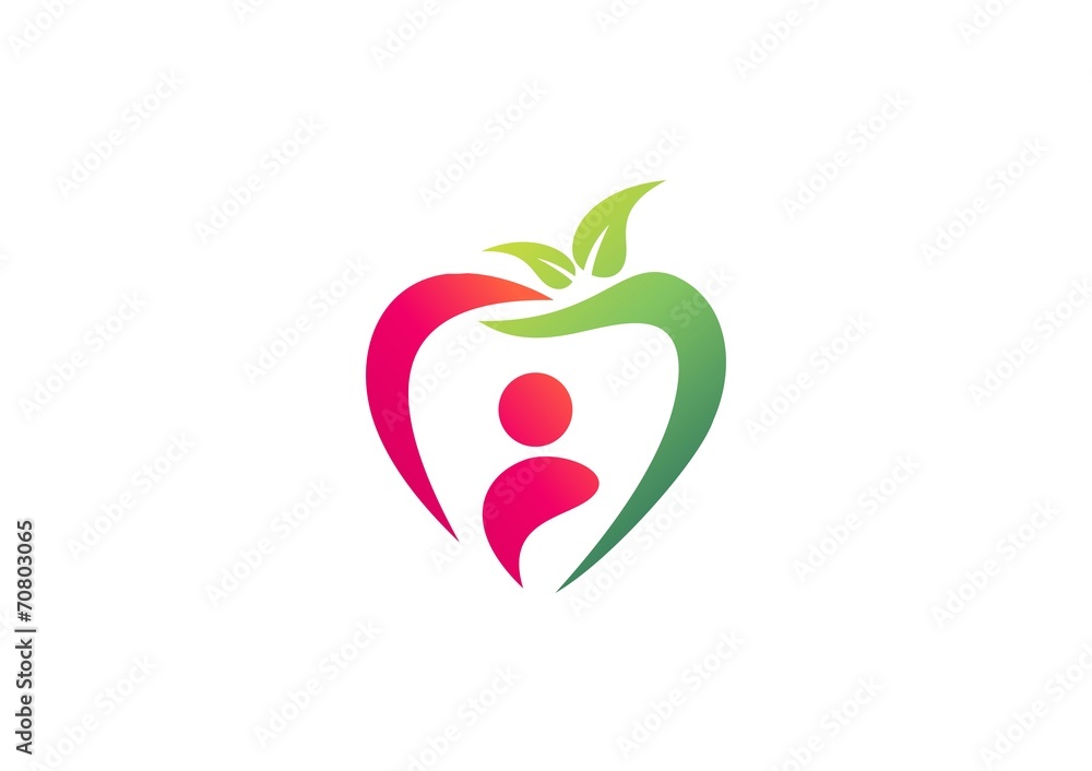apple logo people plant leaf nature health diet fruit Stock Vector ...