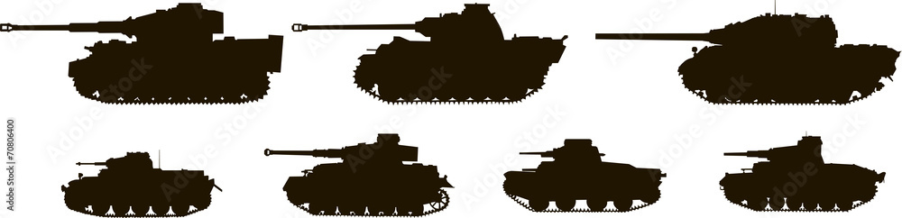 Silhouettes Tanks World War II Stock-Vektorgrafik | Adobe Stock