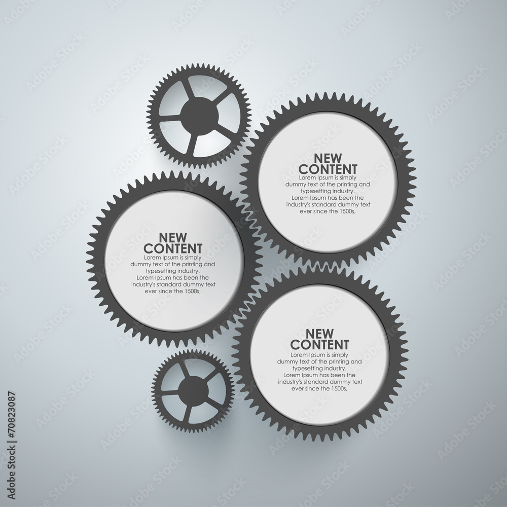Black gears on the grey background, vector illustration Stock Vector ...