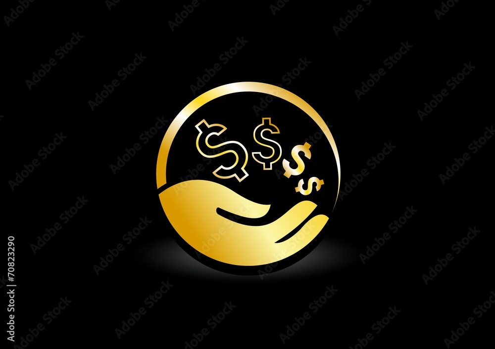 dollar,hand,logo,holds,income,money,investment,circle,savings Stock ...