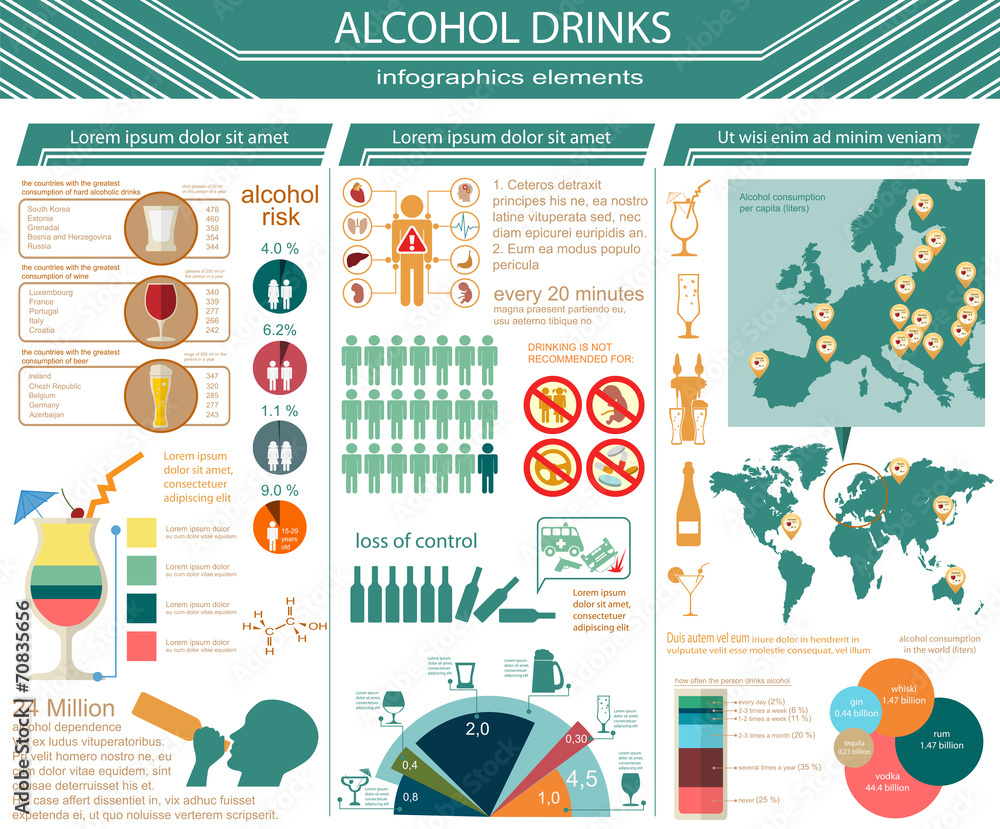 Alcohol drinks infographic Stock Vector | Adobe Stock
