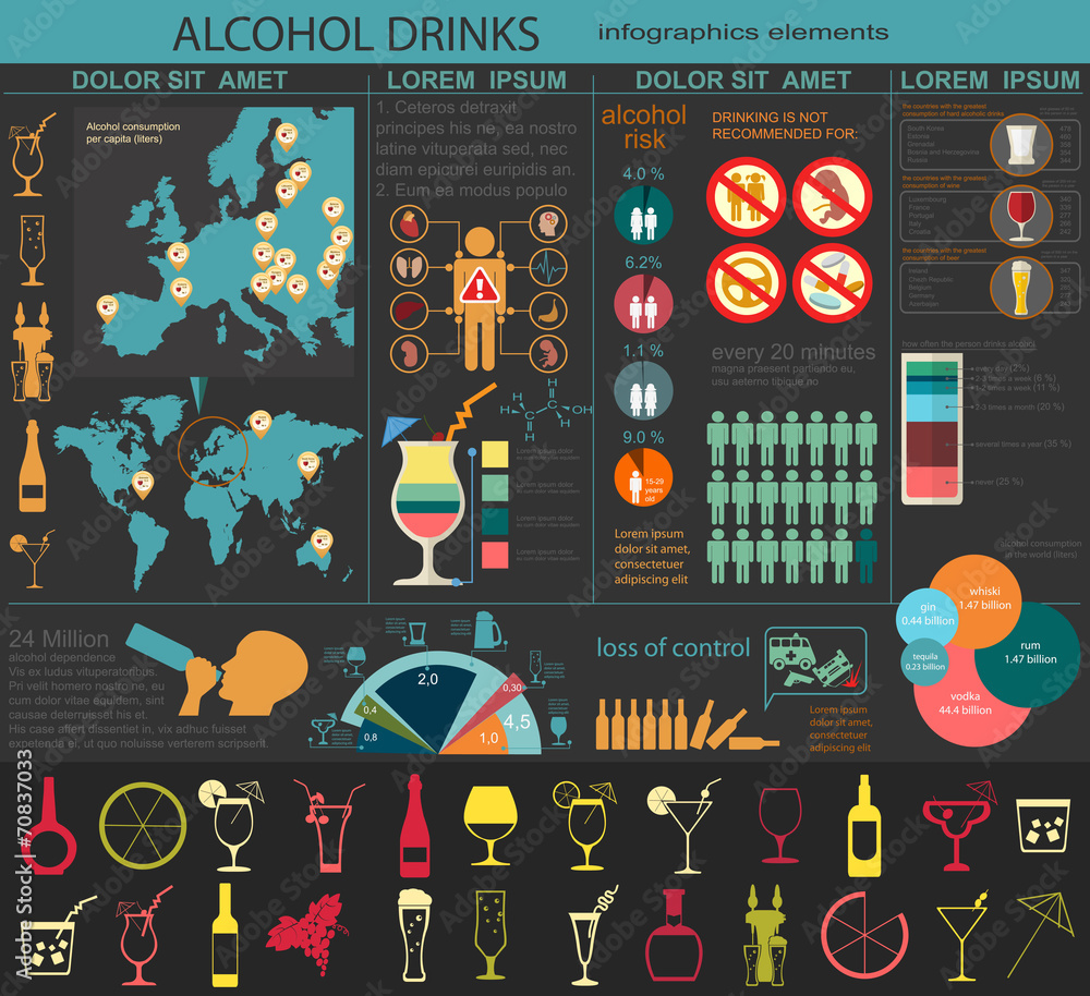 Alcohol drinks infographic Stock Vector | Adobe Stock
