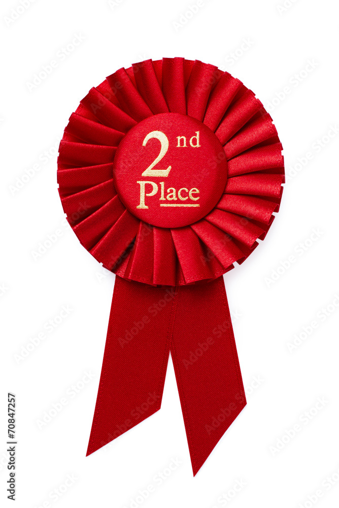 Red 2nd place ribbon rosette Stock Photo | Adobe Stock