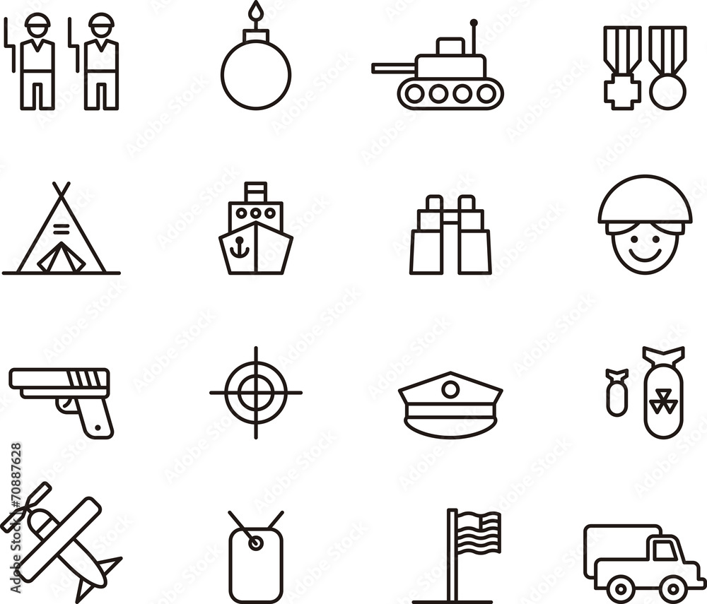 Army icons Stock Vector | Adobe Stock