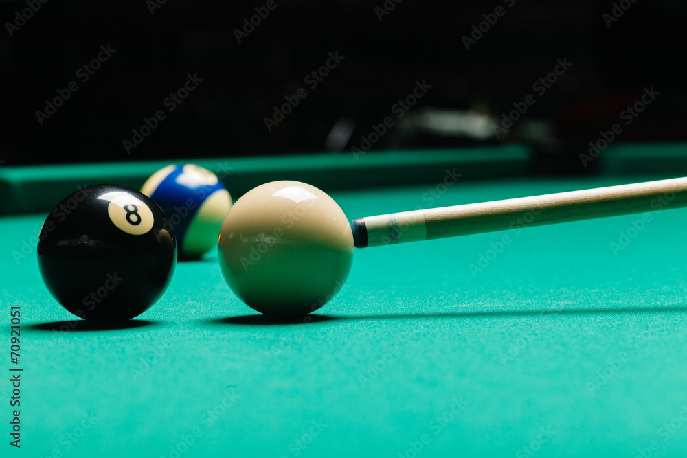 Billiard balls in a pool table. Stock Photo | Adobe Stock