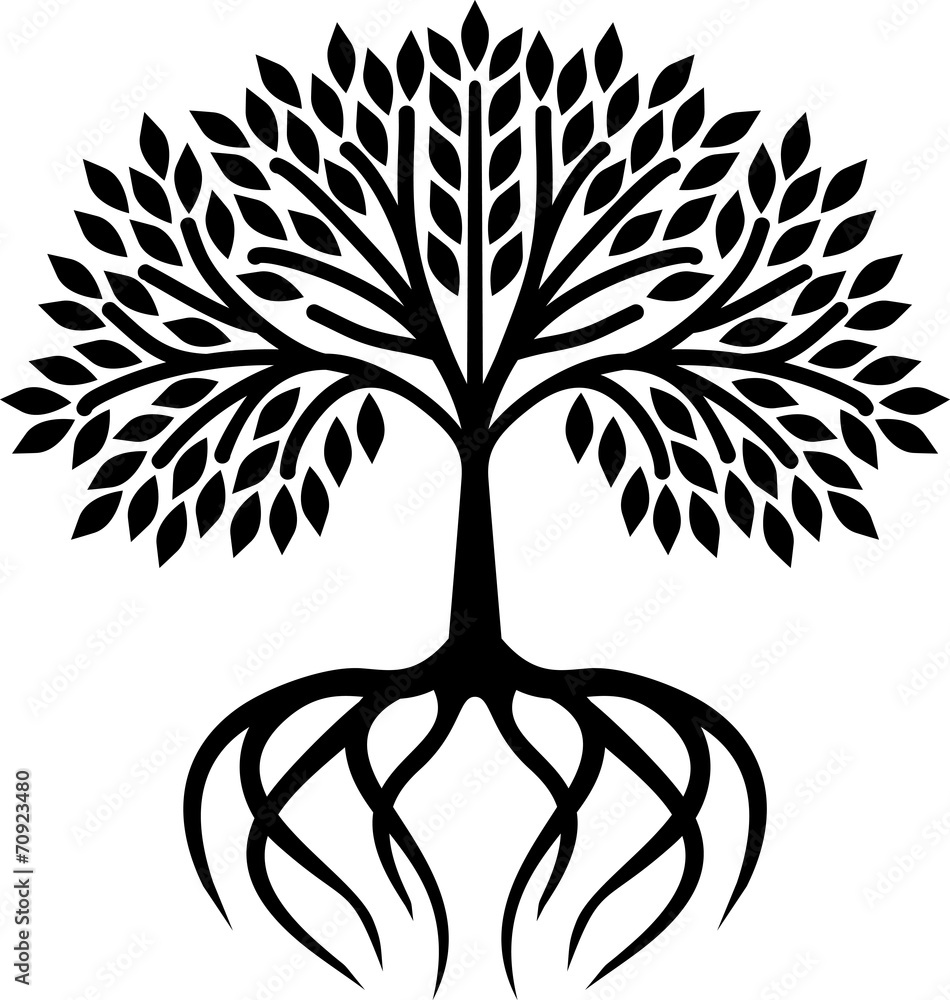 Tree icon with roots Stock Vector | Adobe Stock