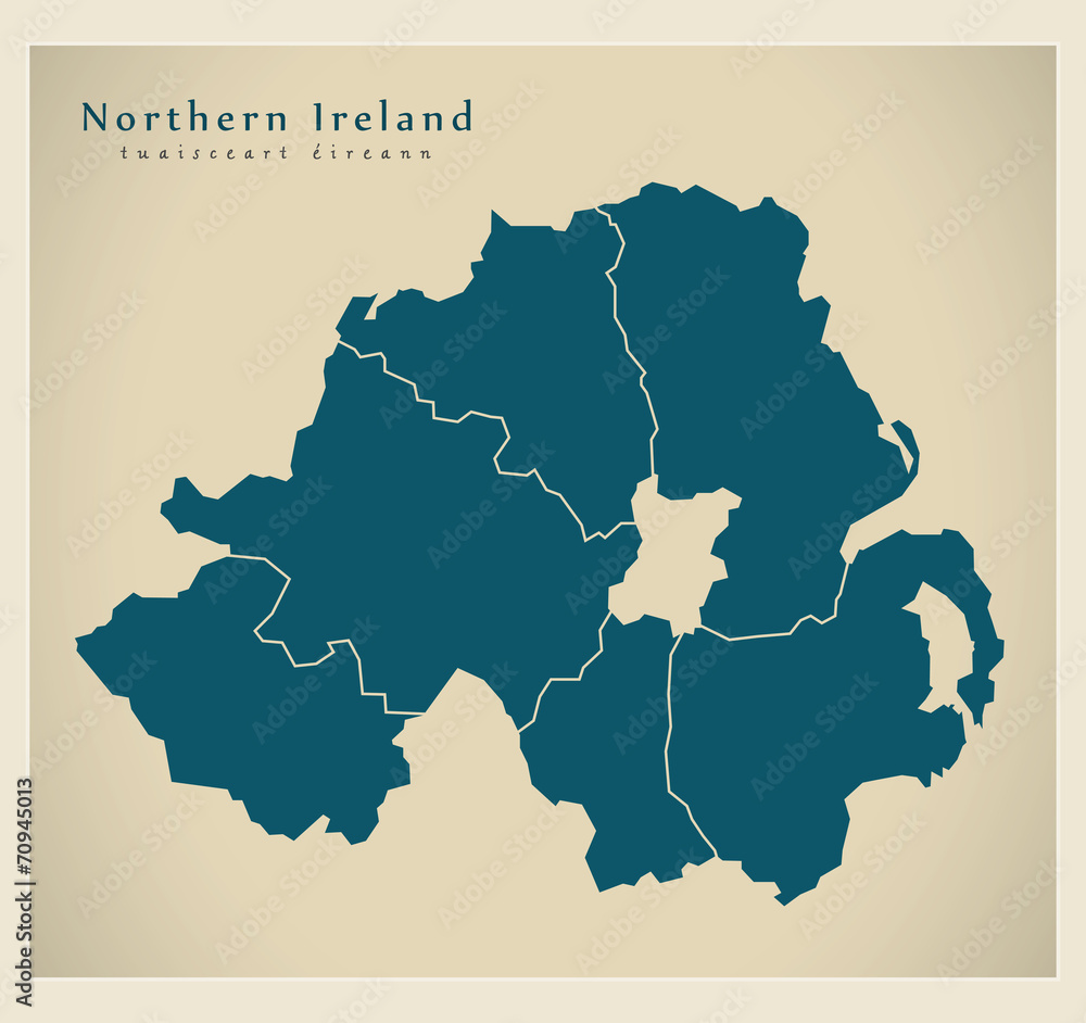 Modern Map - Northern Ireland with counties UK Stock ベクター | Adobe Stock