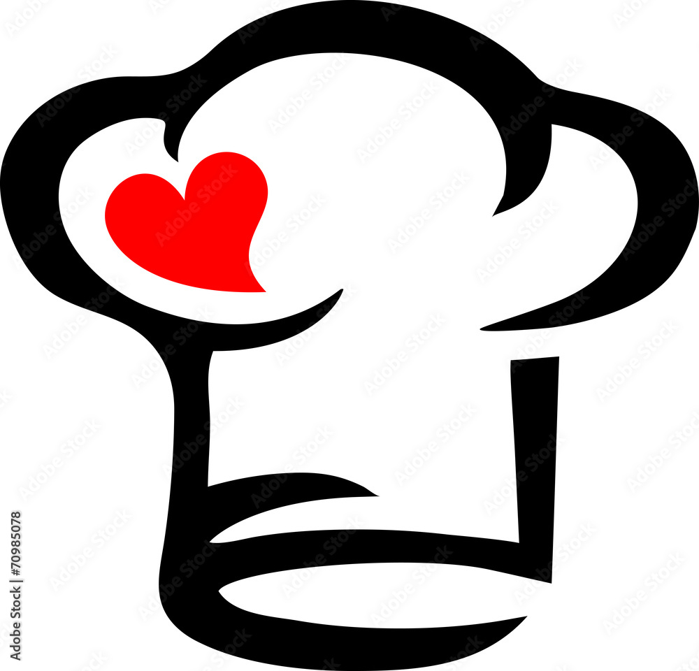 Chef's Hat, Heart, Cooking with Love Stock Vector | Adobe Stock