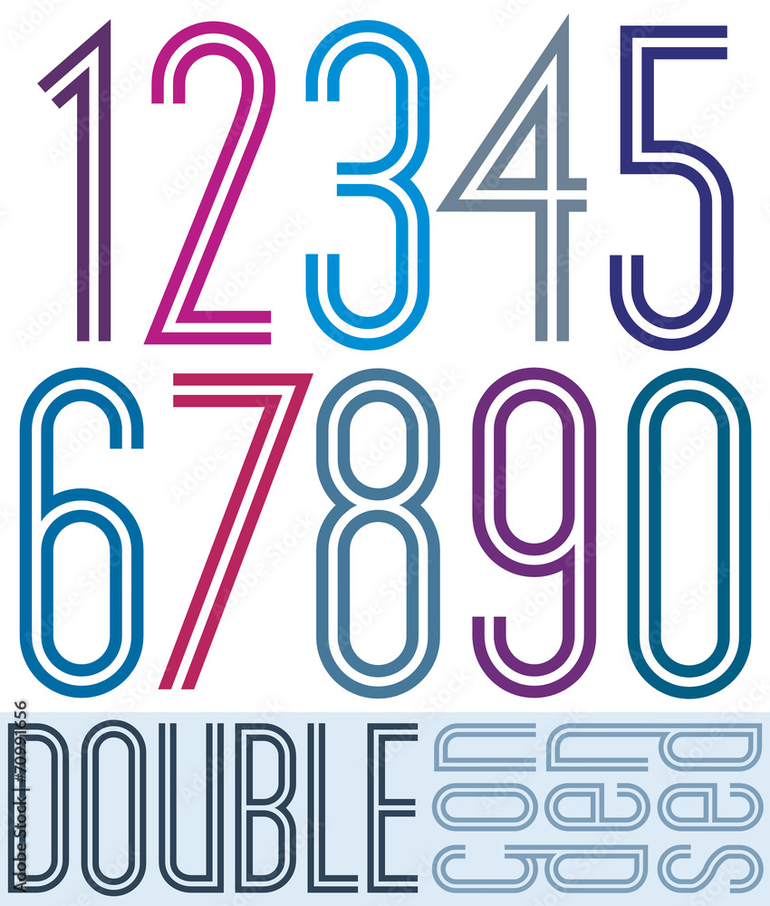 Condensed colorful double numbers on white background, retro pos Stock ...