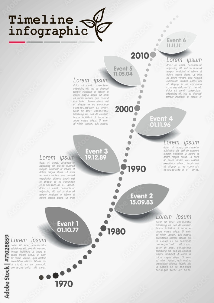 Monochrome vector timeline infographics Stock Vector | Adobe Stock