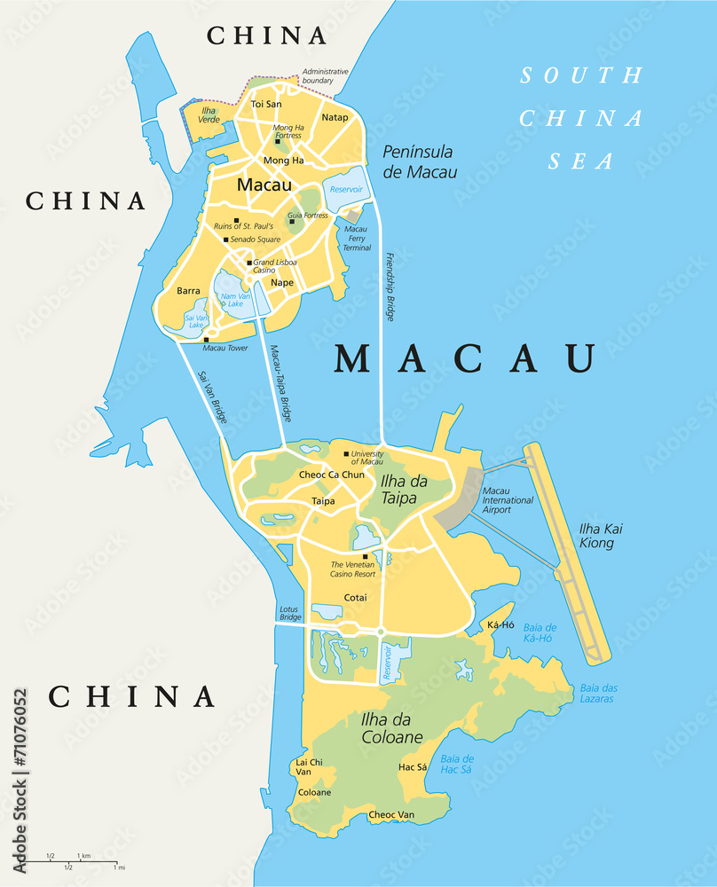 Macau Political Map Stock Vector | Adobe Stock