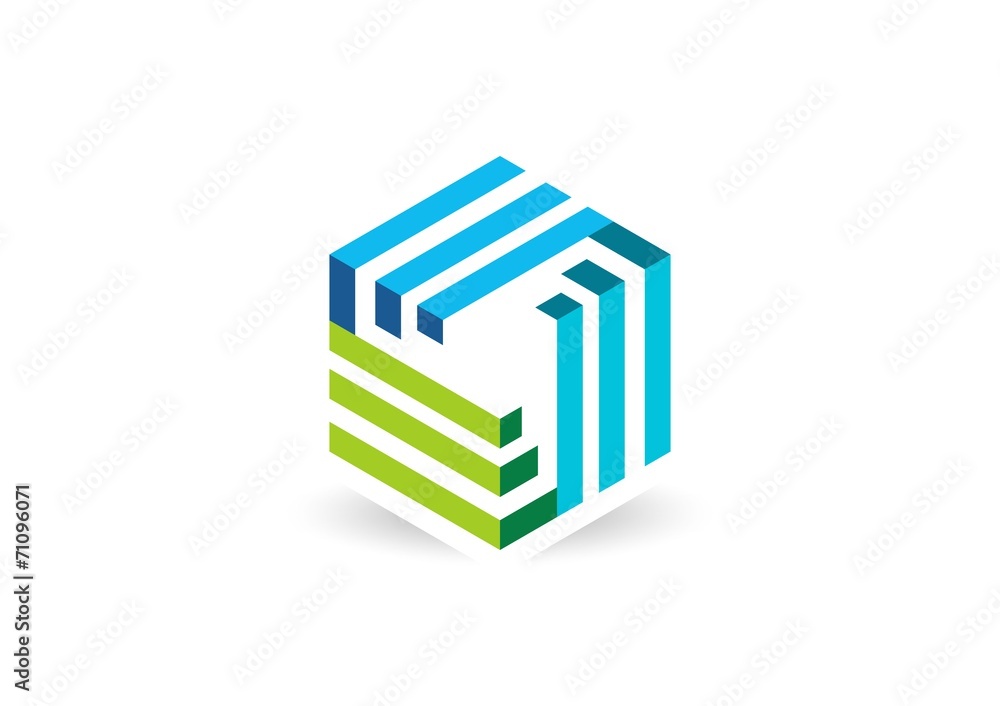 cube geometry logo line 3D vector,construction business Stock Vector ...