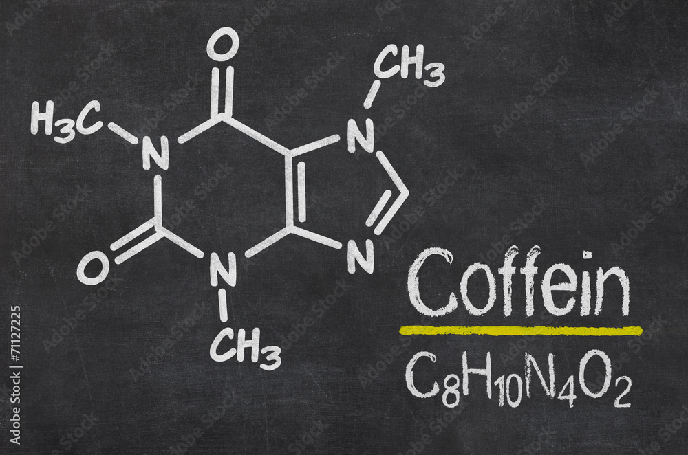 Schiefertafel mit der chemischen Formel von Coffein Stock Illustration ...