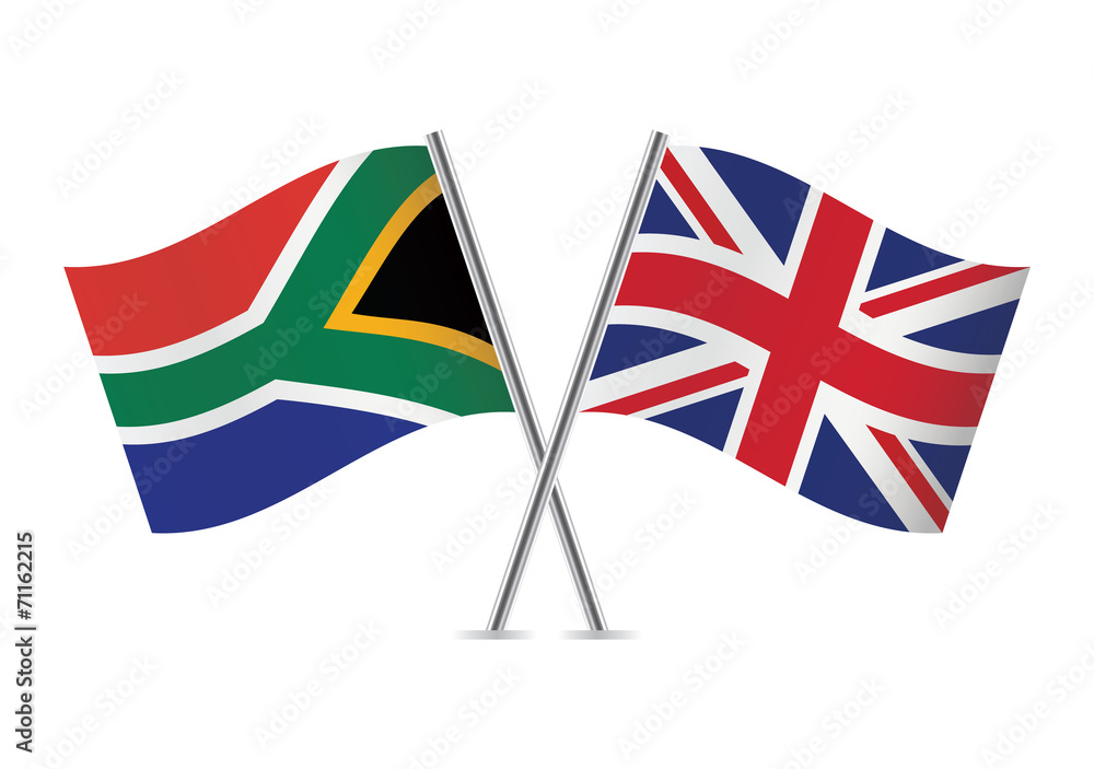British and South African flags. Vector illustration. Stock Vector ...