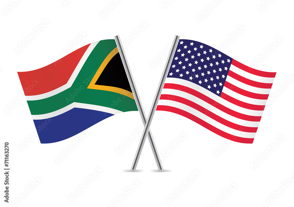 American and South African flags. Vector illustration. Stock Vector ...
