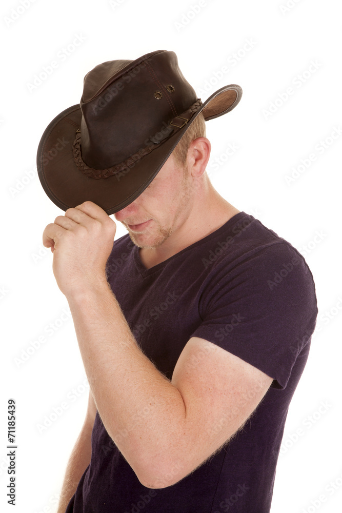 Wearing Cowboy Hat Looking Down