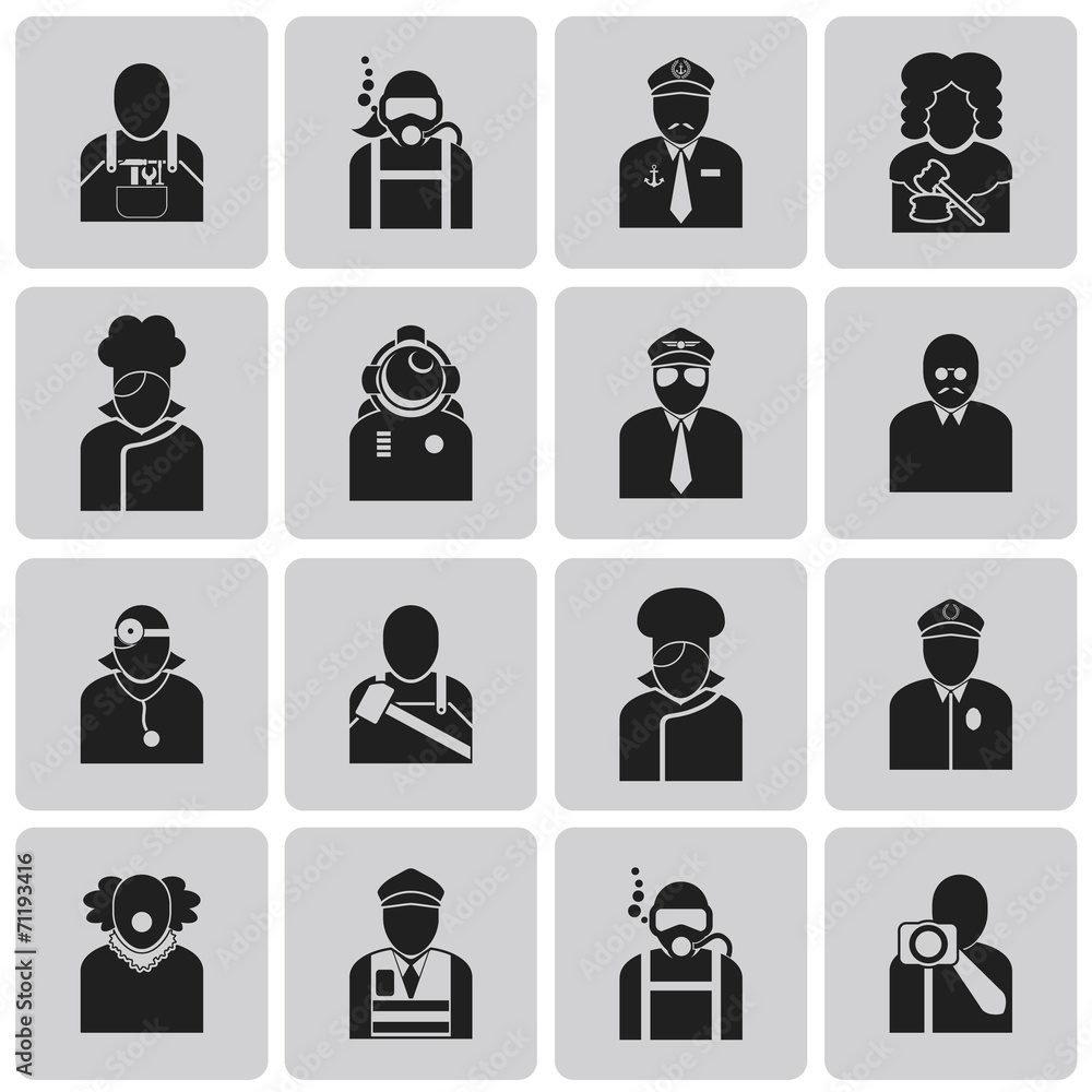 User Icons and People Job avatar Black Icons set2. Vector Illust Stock ...