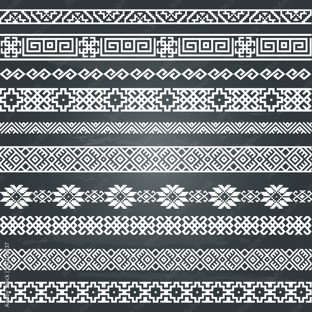 Most popular ethnic border in one mega set on chalkboard Stock Vector ...