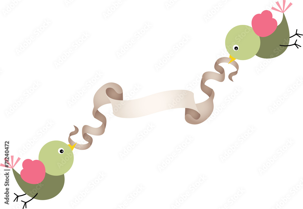 Birds with Ribbon Banner Stock Vector | Adobe Stock