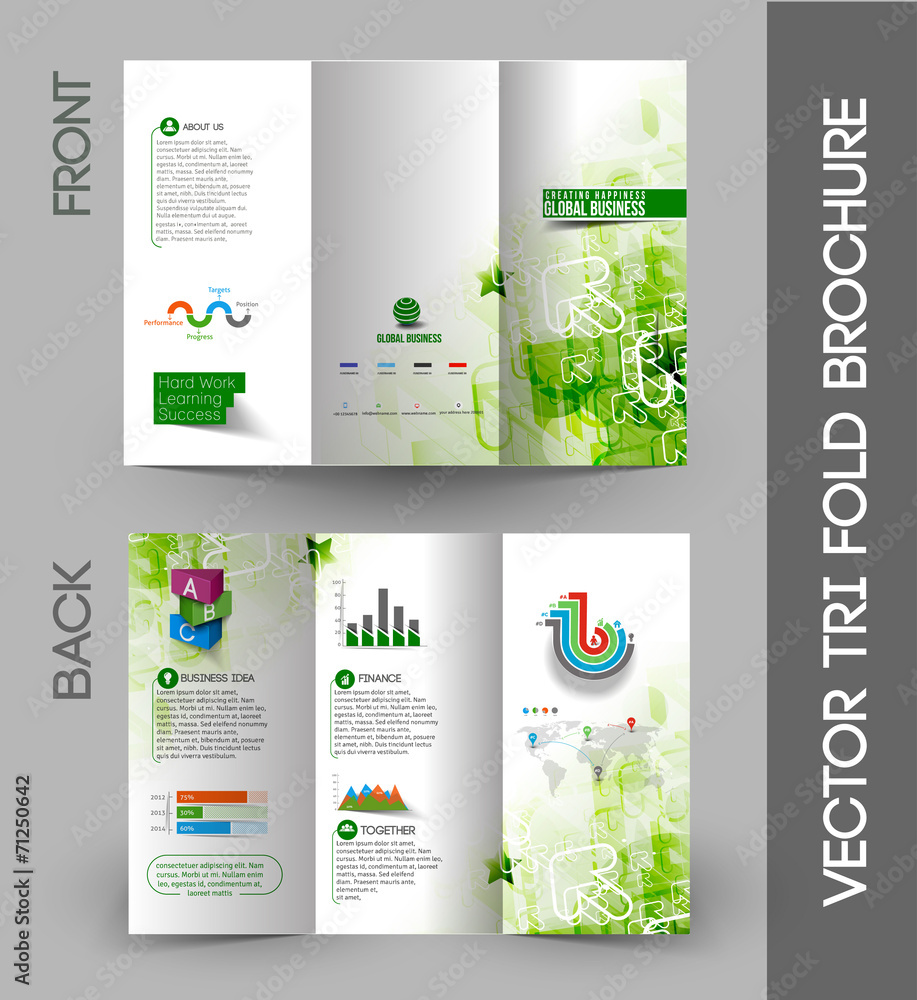 Business Infographic Tri-fold Brochure Design Element Stock Vector ...