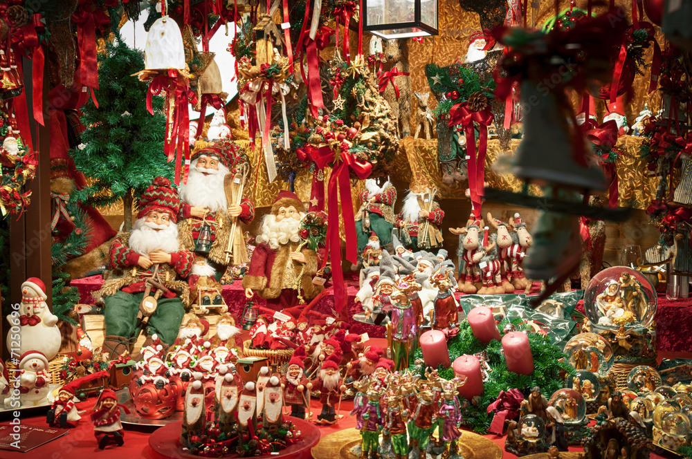 Christmas decorations diplayed for sale at a Christmas Market. Stock ...
