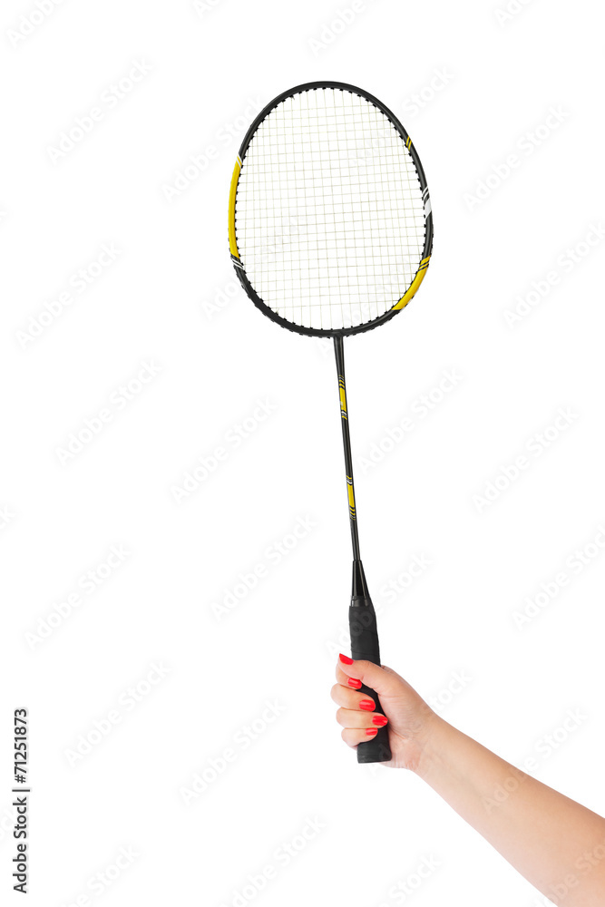 Hand with badminton racket Stock Photo | Adobe Stock