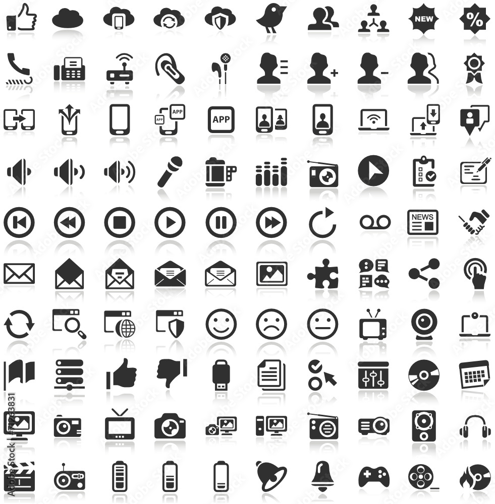 Shadow Iconset black Icons Social Media Communication Stock Vector ...