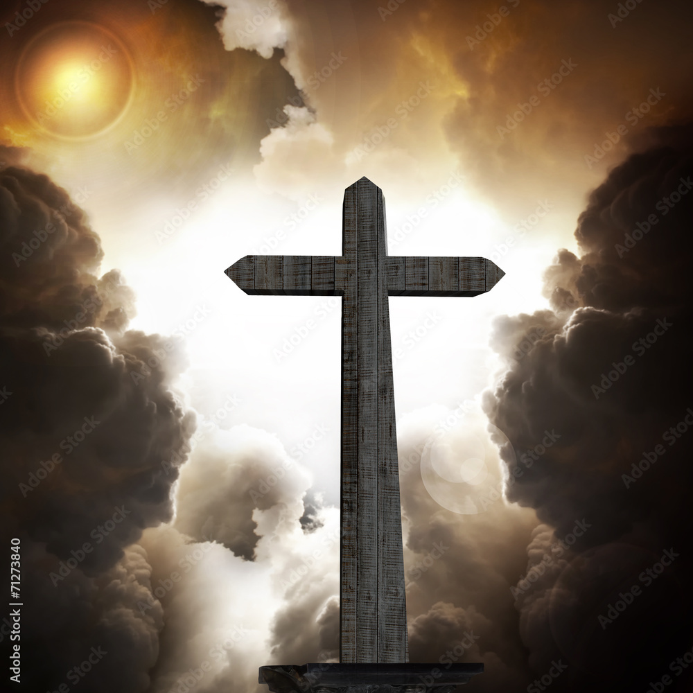 Cross, sun,clouds and sky background Stock Illustration | Adobe Stock