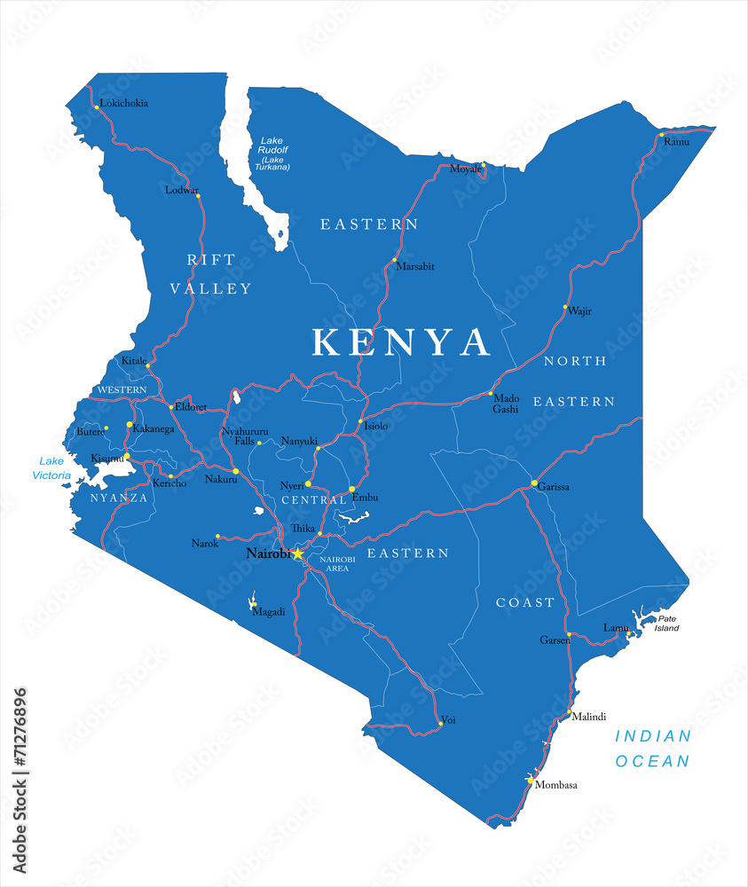 Kenya map Stock Vector | Adobe Stock