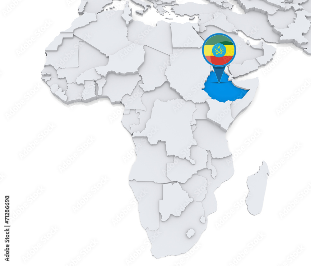 Ethiopia on a map of Africa Stock Illustration | Adobe Stock