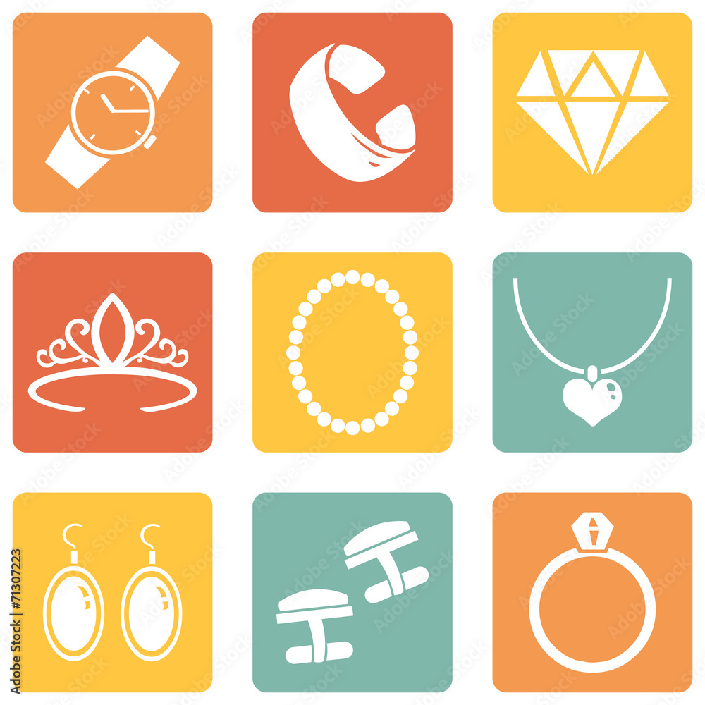 Vector Set of Jewellery Icons Stock Vector | Adobe Stock