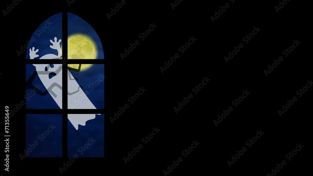 animated cartoon ghost character on window background Stock Video ...