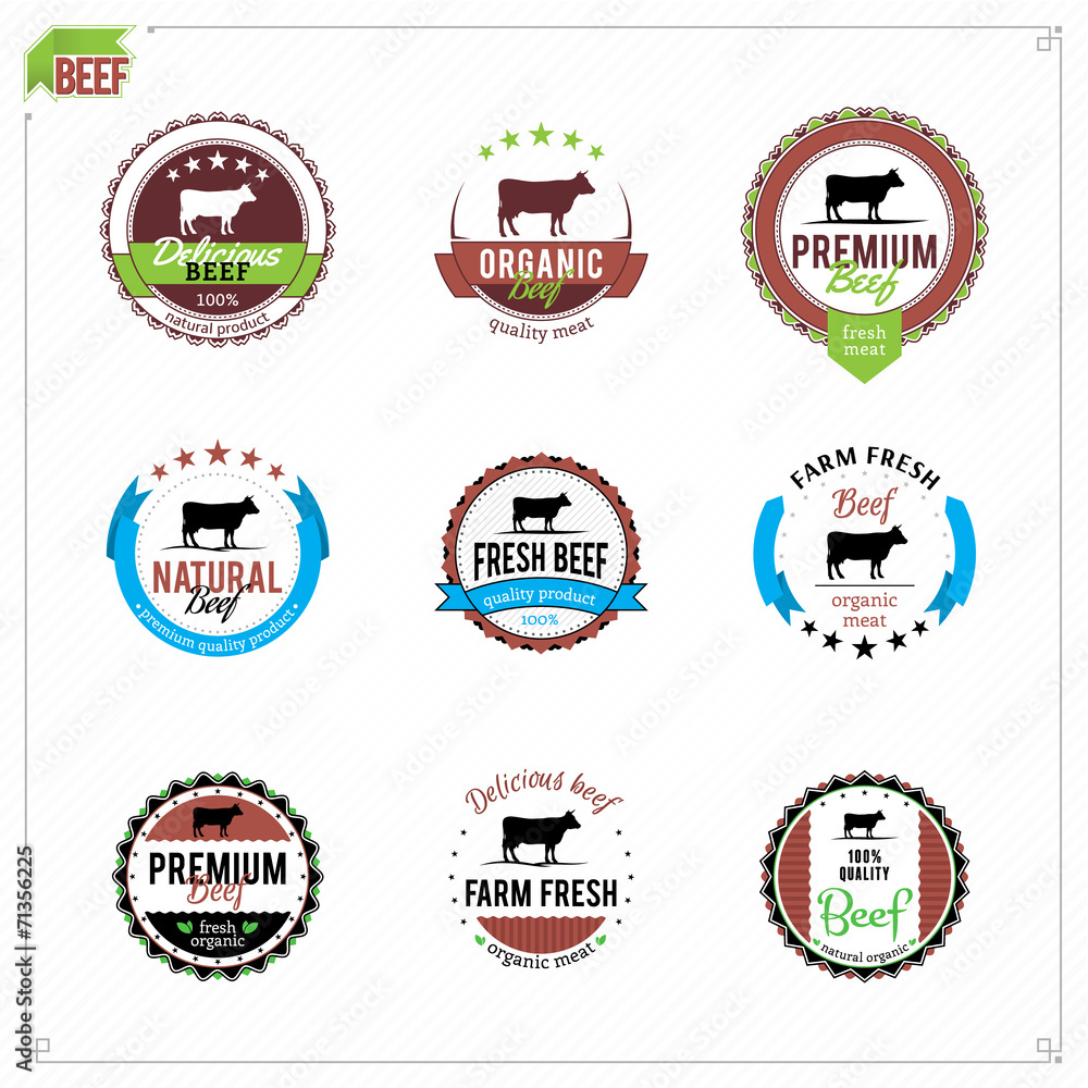 Vector Beef Labels Stock Vector | Adobe Stock