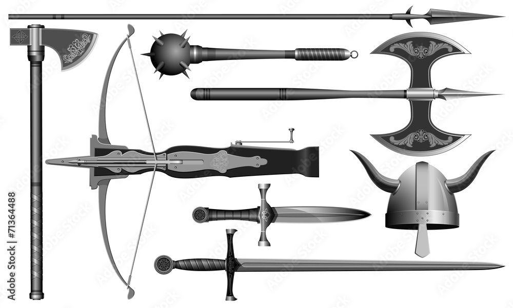 the medieval weapons Stock-Vektorgrafik | Adobe Stock