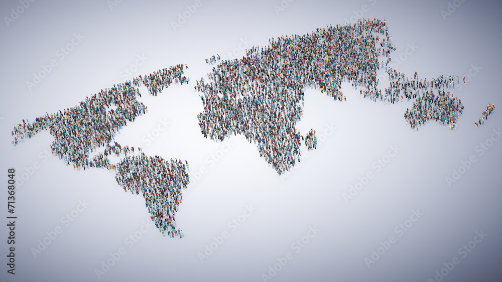 People forming a world map Stock Illustration | Adobe Stock