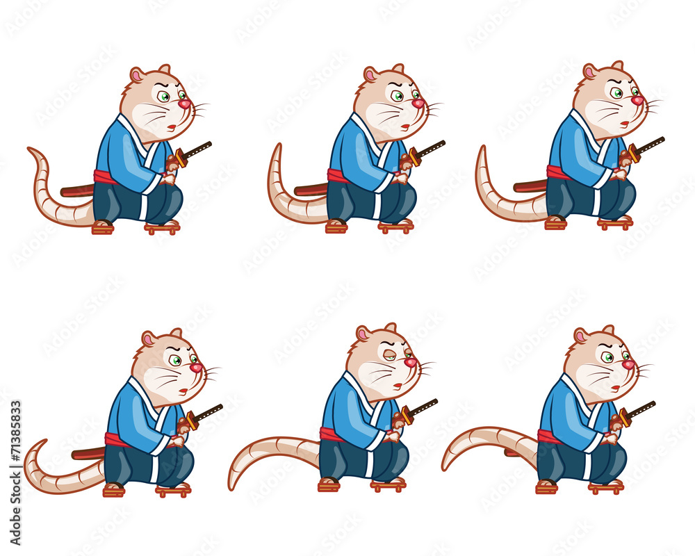 Samurai Mouse Idle Sprite Stock Vector | Adobe Stock