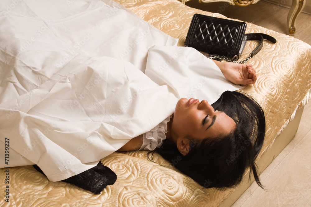 Crime scene with strangled woman Stock Photo | Adobe Stock