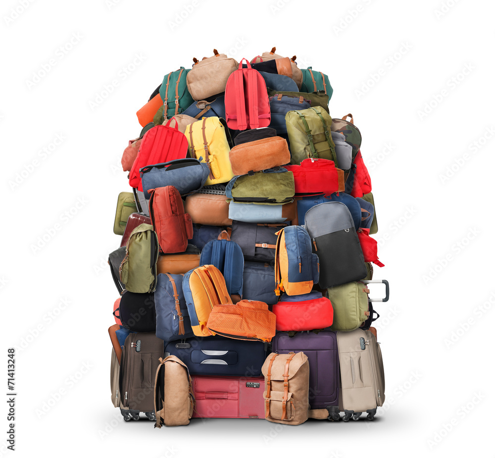 Baggage, a very large pile of bags, backpacks and suitcases Stock Photo ...