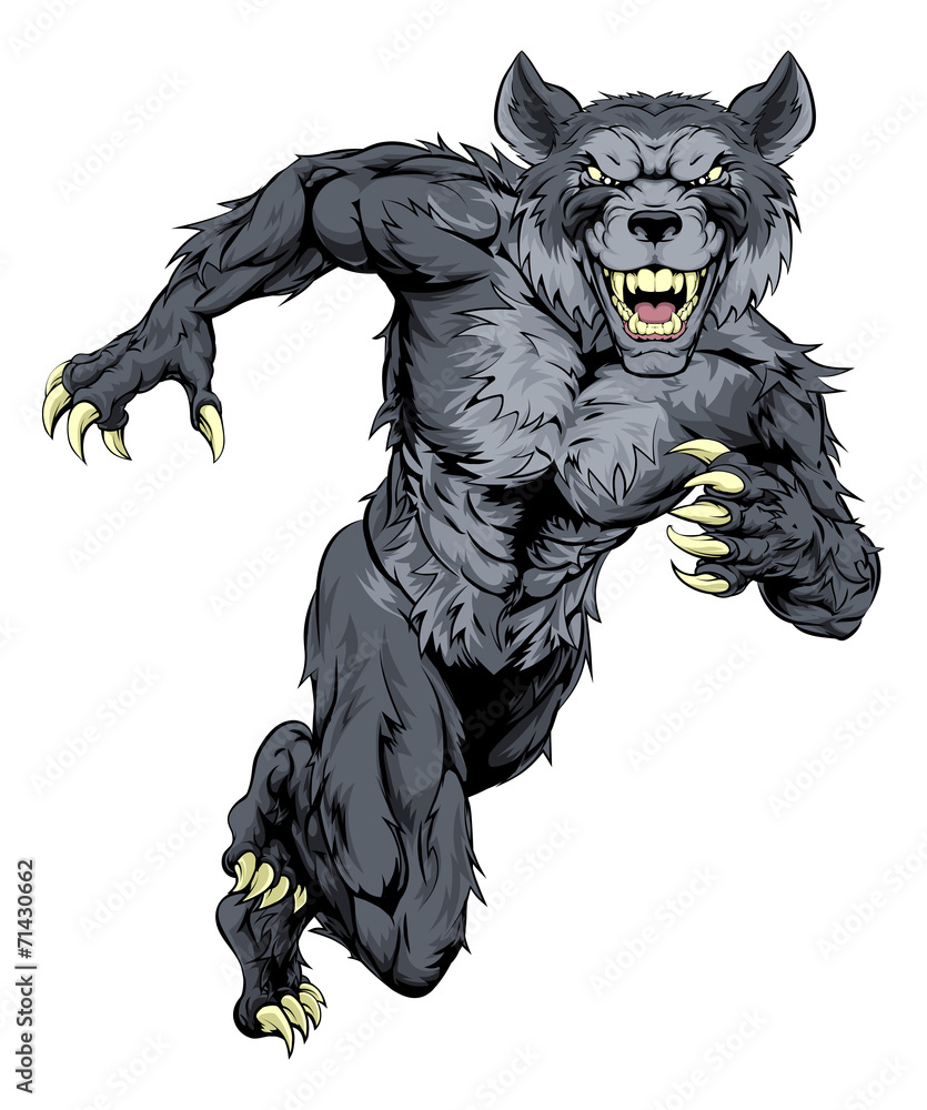 Running wolf mascot Stock Vector | Adobe Stock