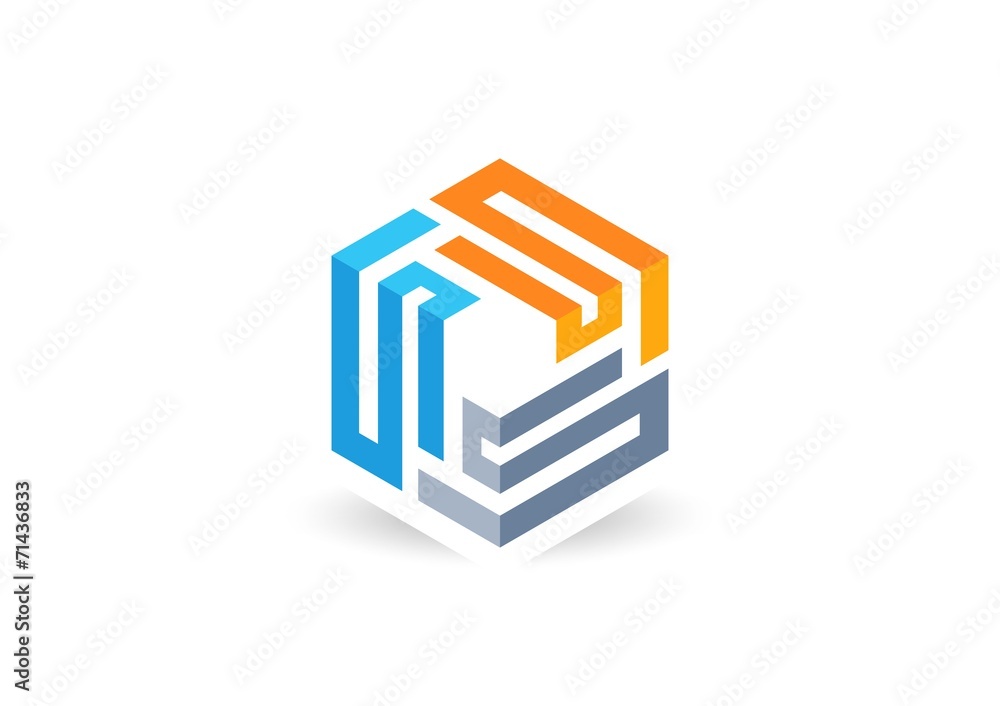 cube element geometry logo line 3D,letter S,modern square box Stock ...