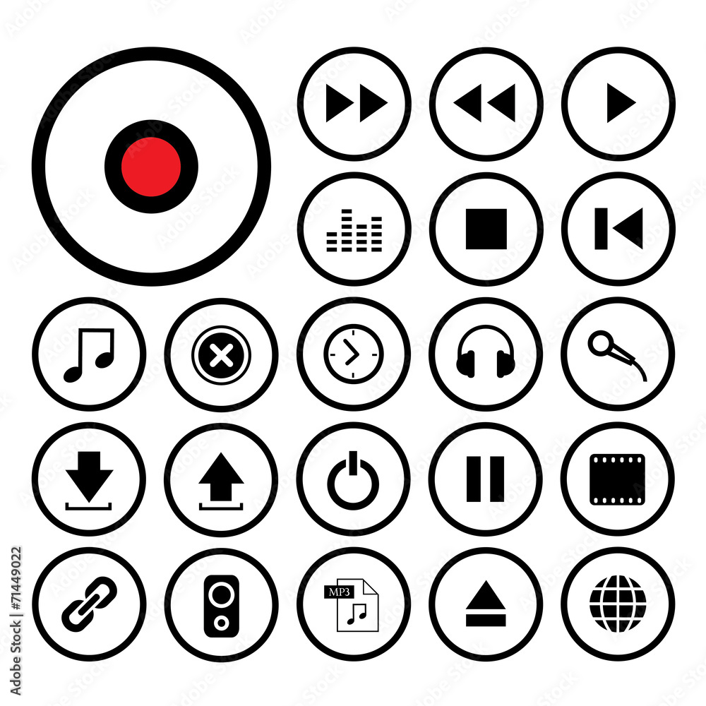 music button icon set Stock Vector | Adobe Stock