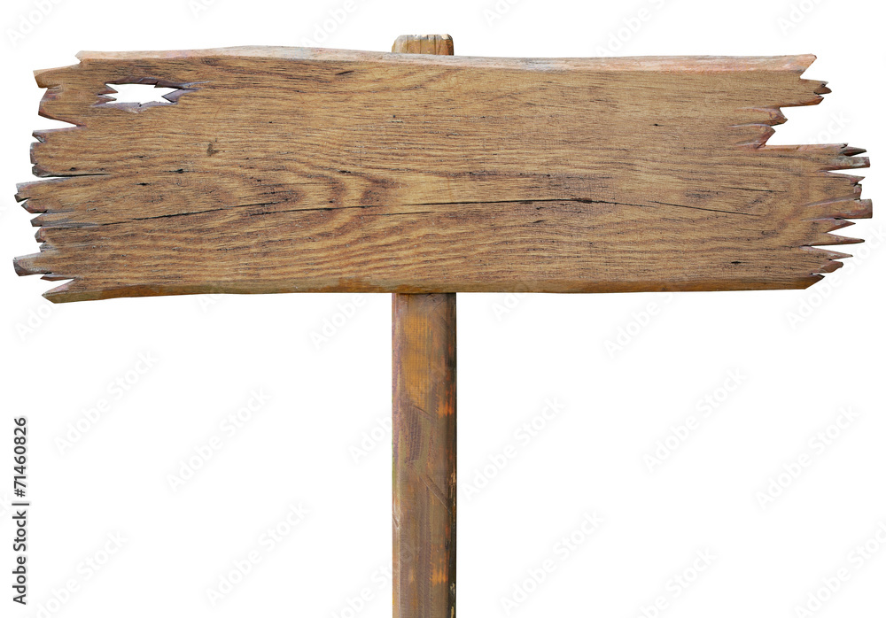 Old wooden road sign board isolated on white Stock Photo | Adobe Stock