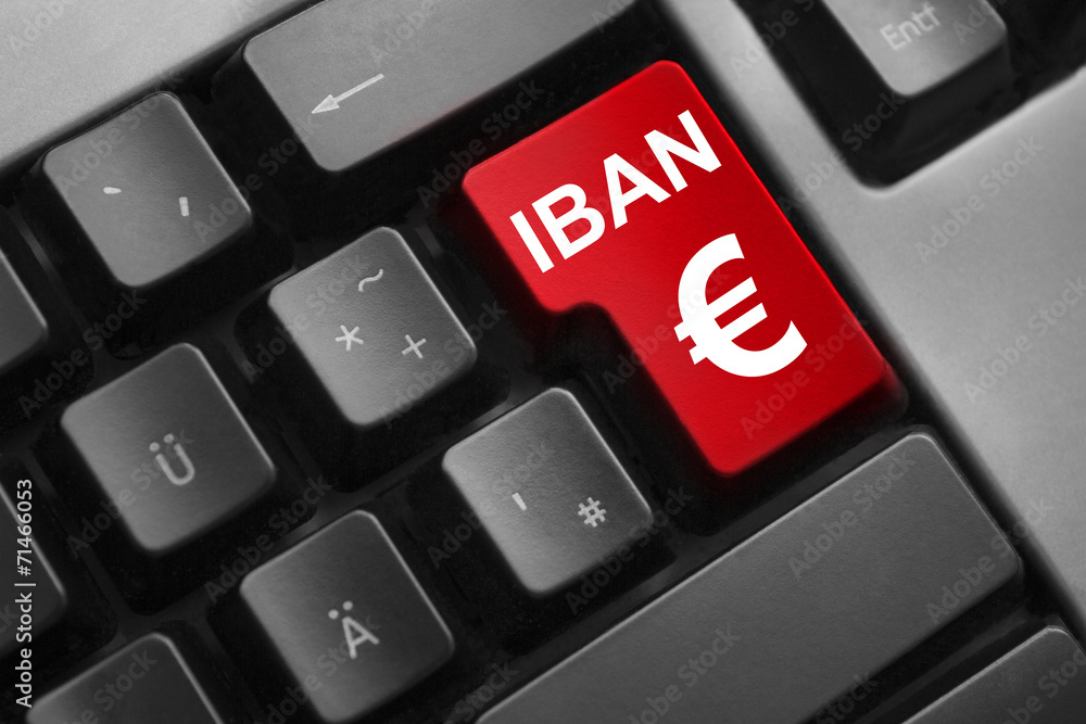 keyboard red button iban euro symbol Stock Photo | Adobe Stock