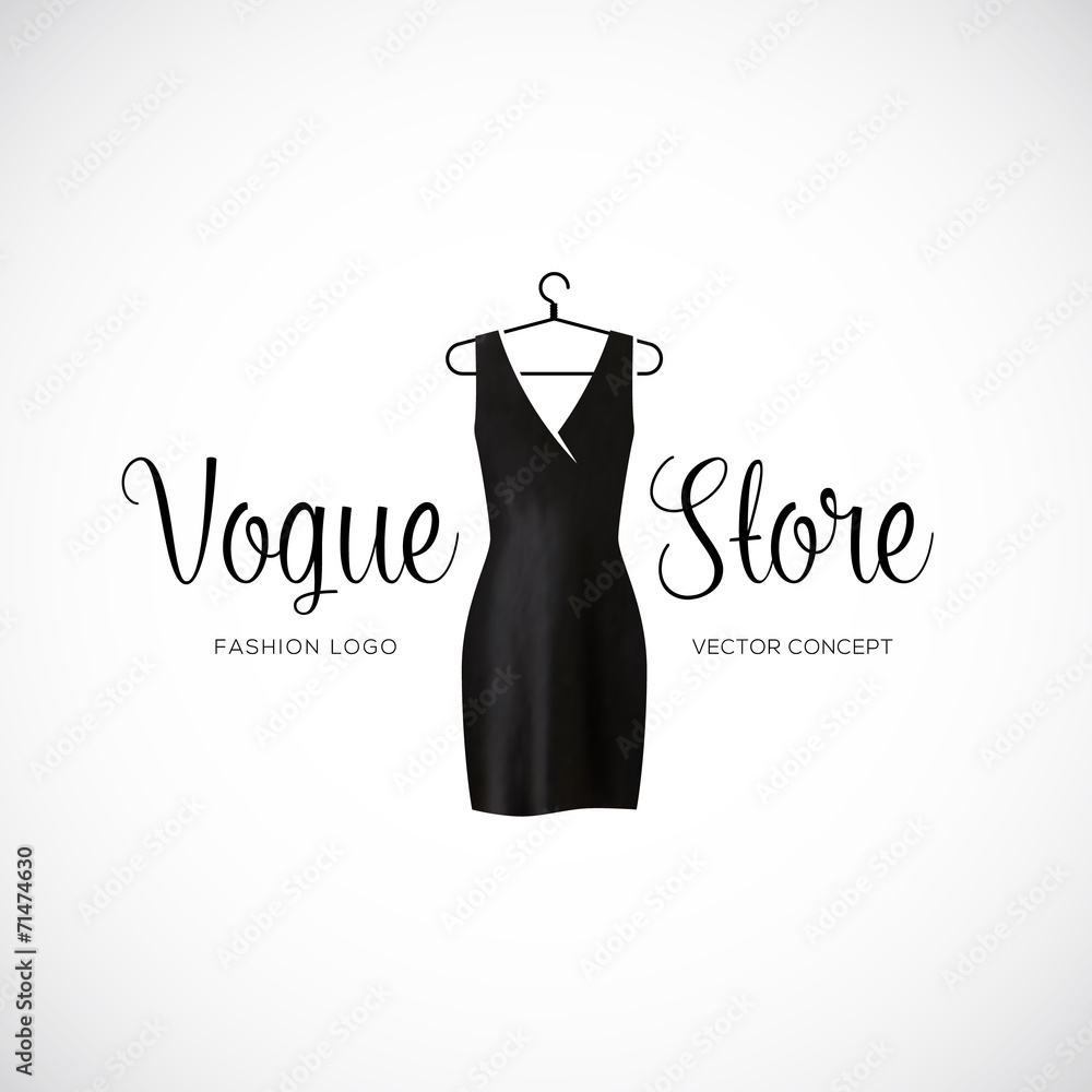 Fashion Vogue Store Logo Template With Black Dress Stock Vector | Adobe ...