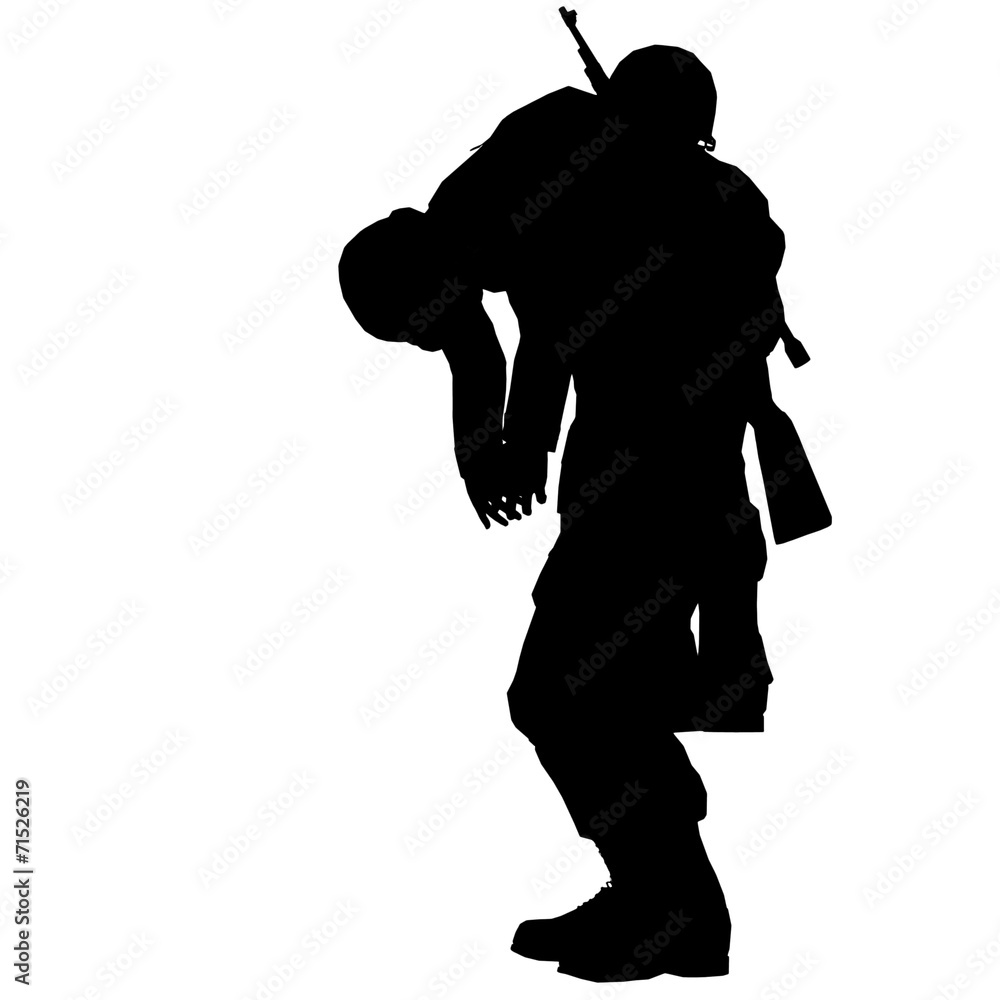 Soldier helps another wounded soldier Stock Illustration | Adobe Stock